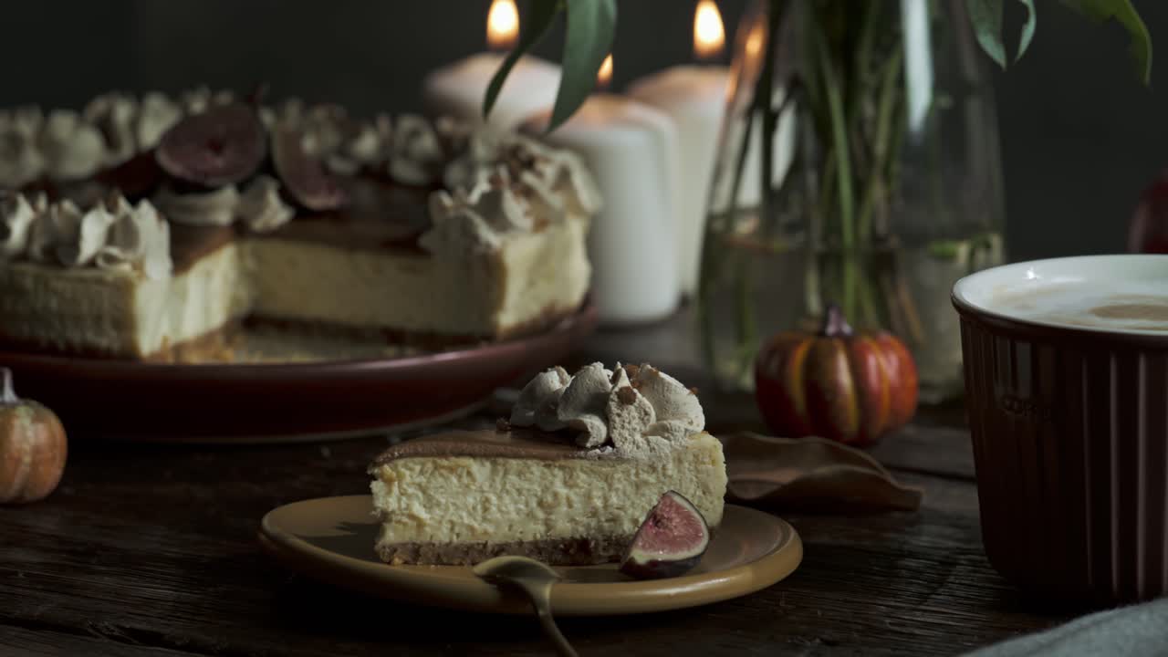 Autumn Table with Pie Slice and Fruits - Free Stock Video