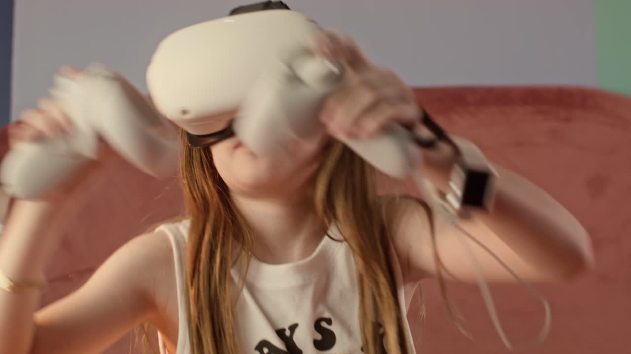 Little Girl Wearing VR Glasses - Free Stock Video