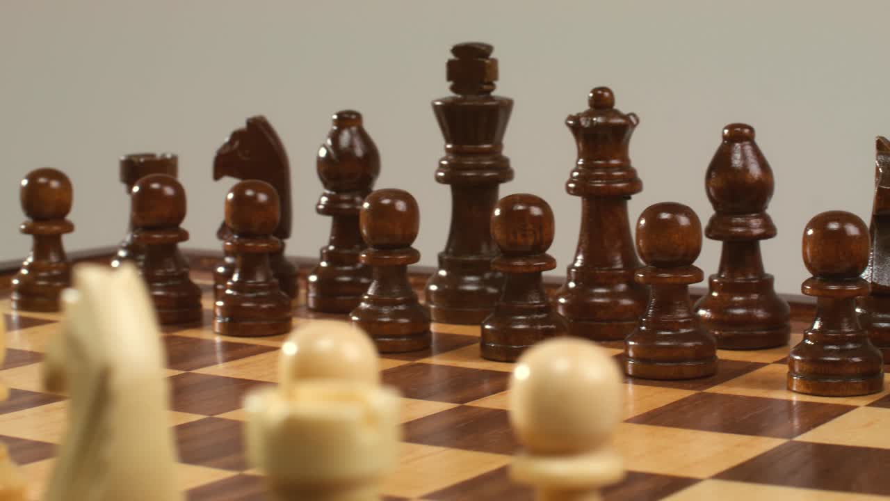Cinematic Chess Pieces Ready for Battle - Free Stock Video