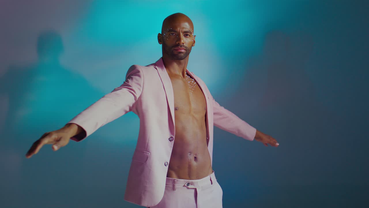 Black Male Posing with Arms Wide Open - Free Stock Video