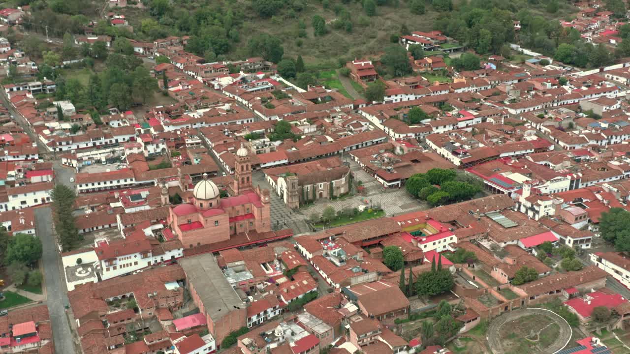 Colonial town aerial view with red-tiled roofs and church - Free Stock ...