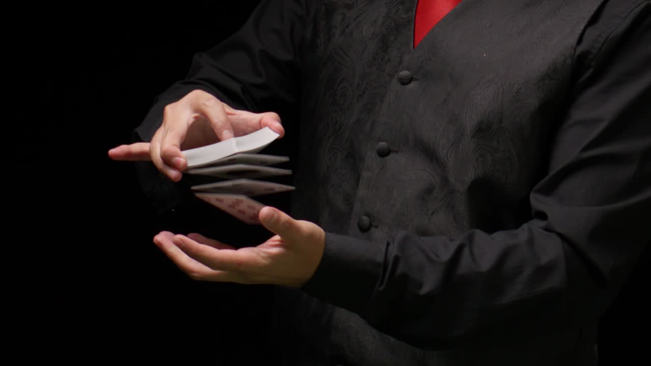 Sleight of Hand Card Flourish Performance - Free Stock Video