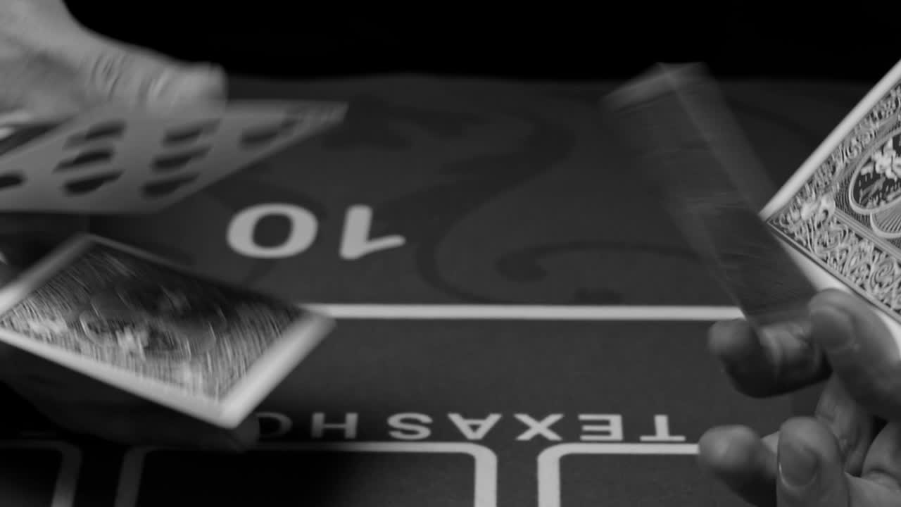 Cards tricks at a Poker Table - Free Stock Video