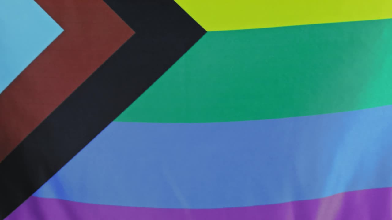 Close up of the progress pride flag design waving with the wind - Free ...