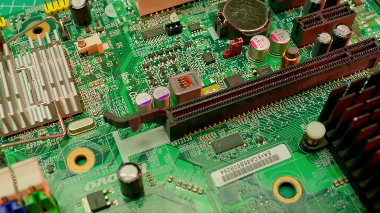 Zoom In on a Motherboard - Free Stock Video