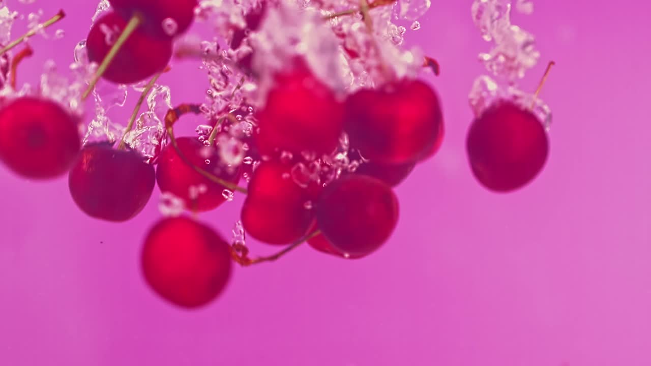 Cherries Dropping in Water - Free Stock Video