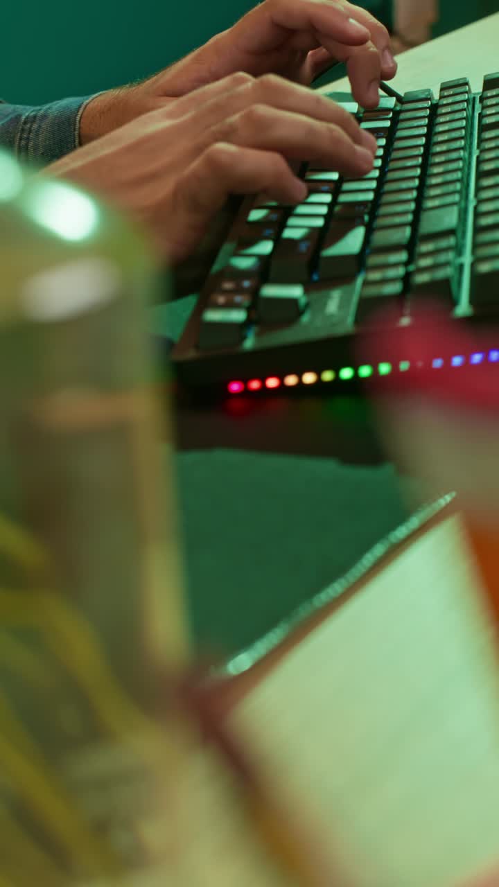 Hands Typing on LED-decorated Keyboard - Free Stock Video