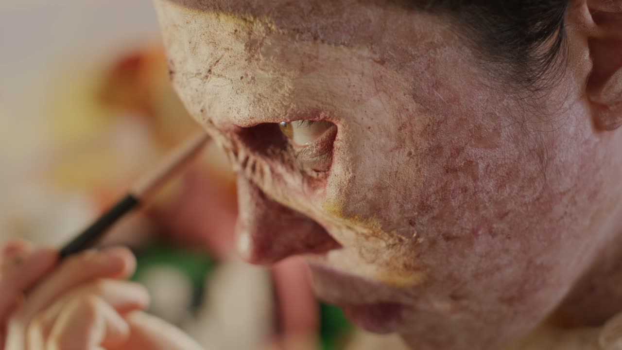 Monster Artist Detailing Monster Prosthetics - Free Stock Video