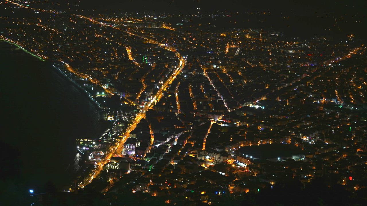 Aerial view of the city lights - Free Stock Video