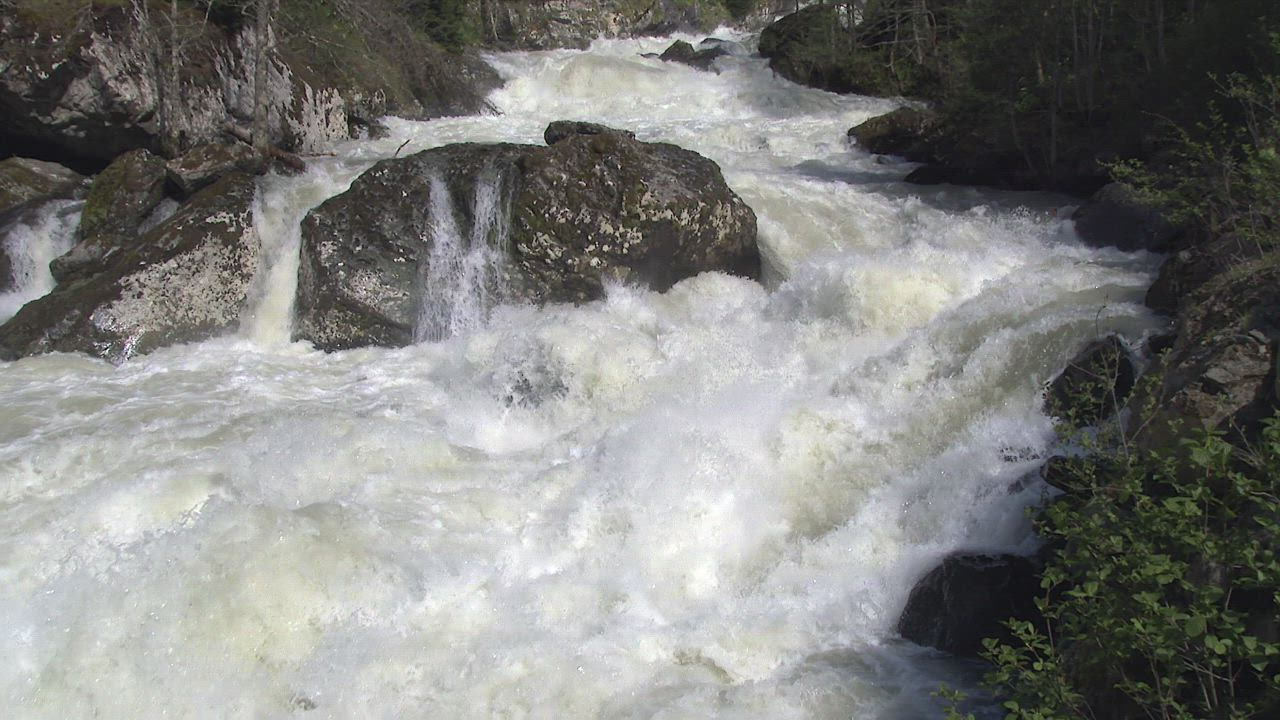 Agresive rapids in the river in slow motion - Free Stock Video