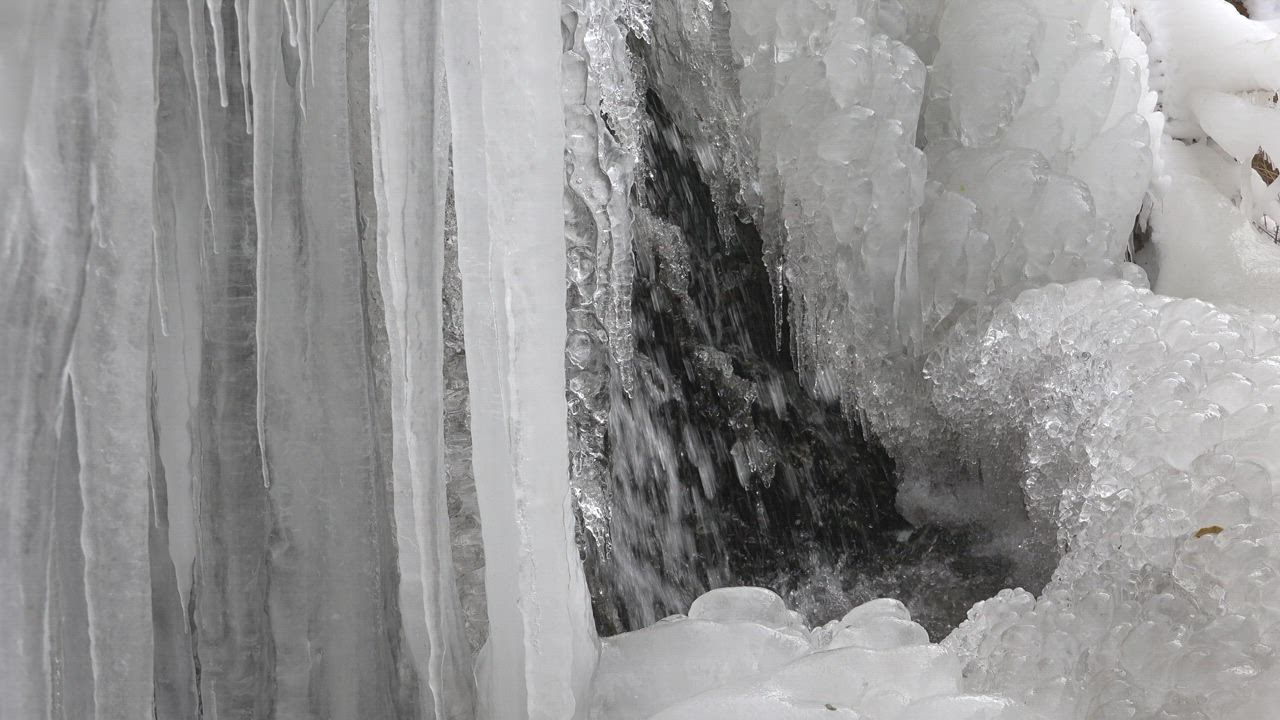 Water flowing through the ice - Free Stock Video