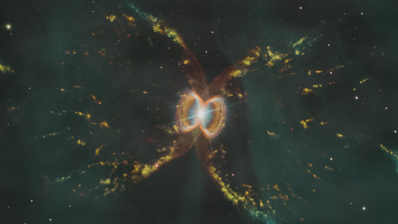 Abstract yellow nebula shapes in space - Free Stock Video