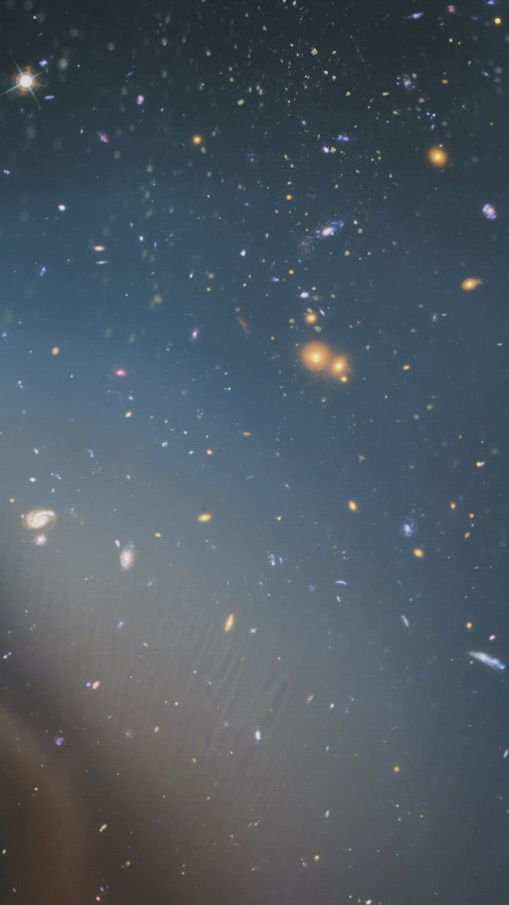 Infinite space covered in stars and galaxies with gradient colors ...