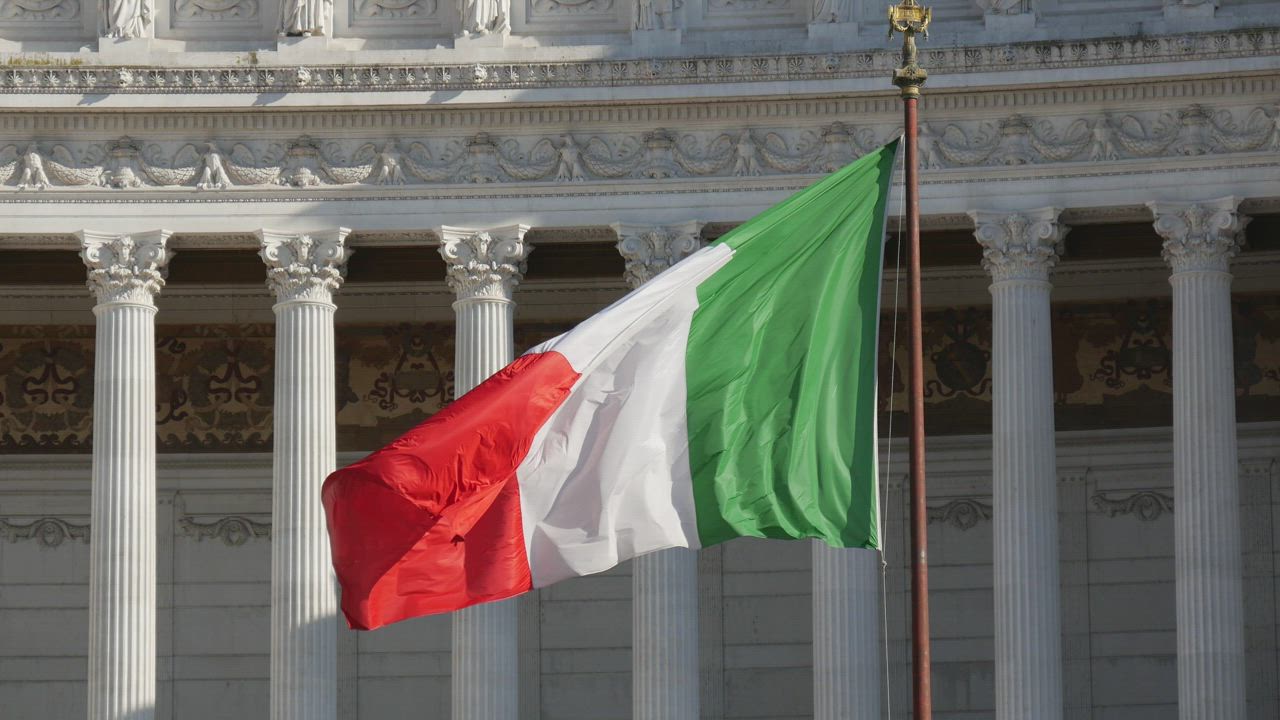 Italian flag waving in Rome - Free Stock Video