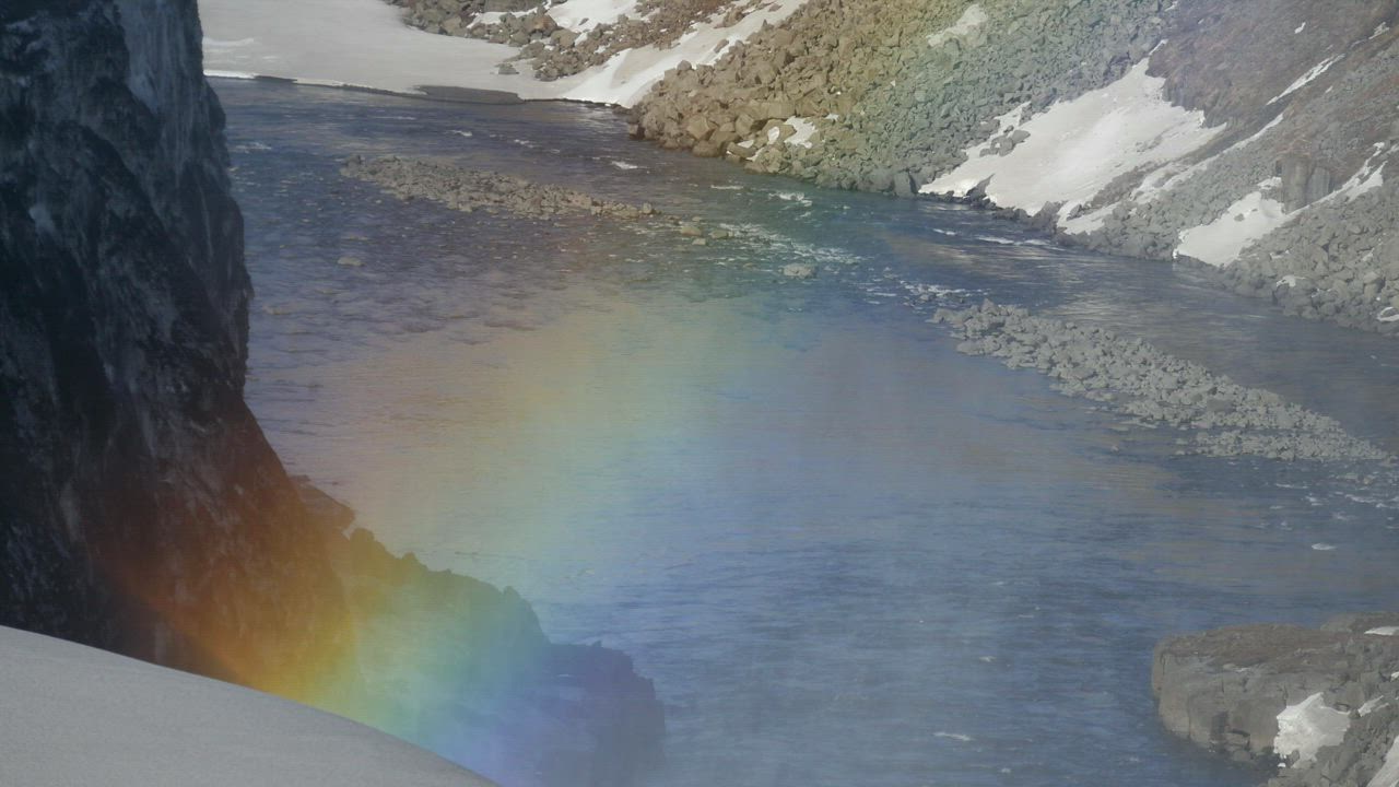 Rainbow close up at a waterfall - Free Stock Video