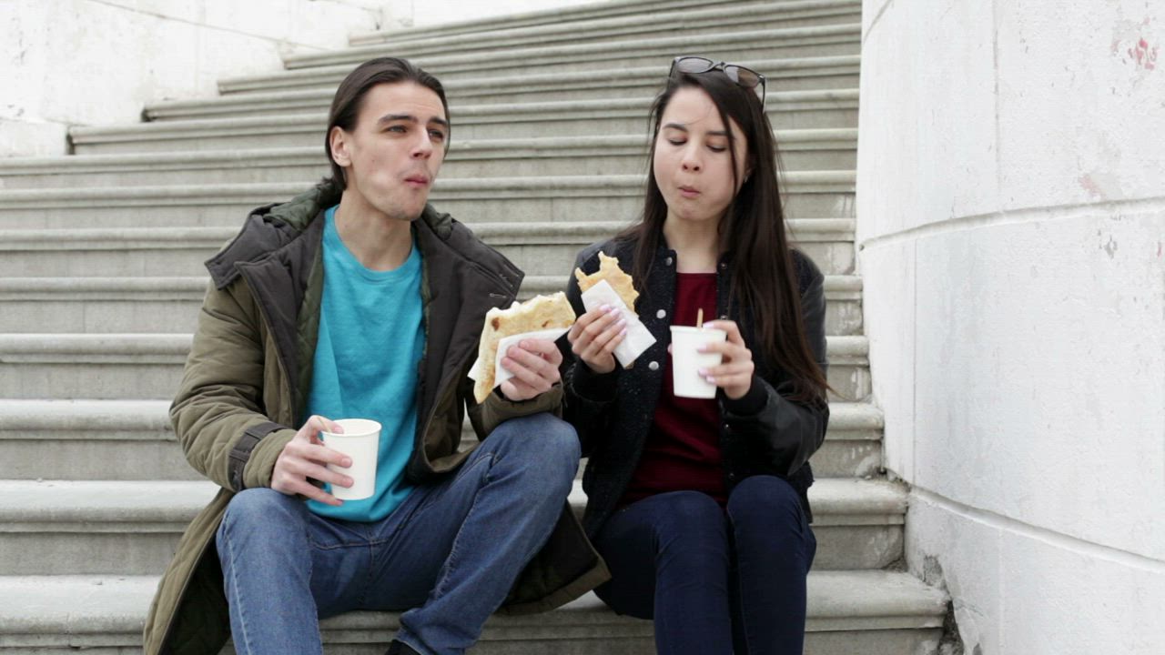 Couple having a chat over lunch - Free Stock Video