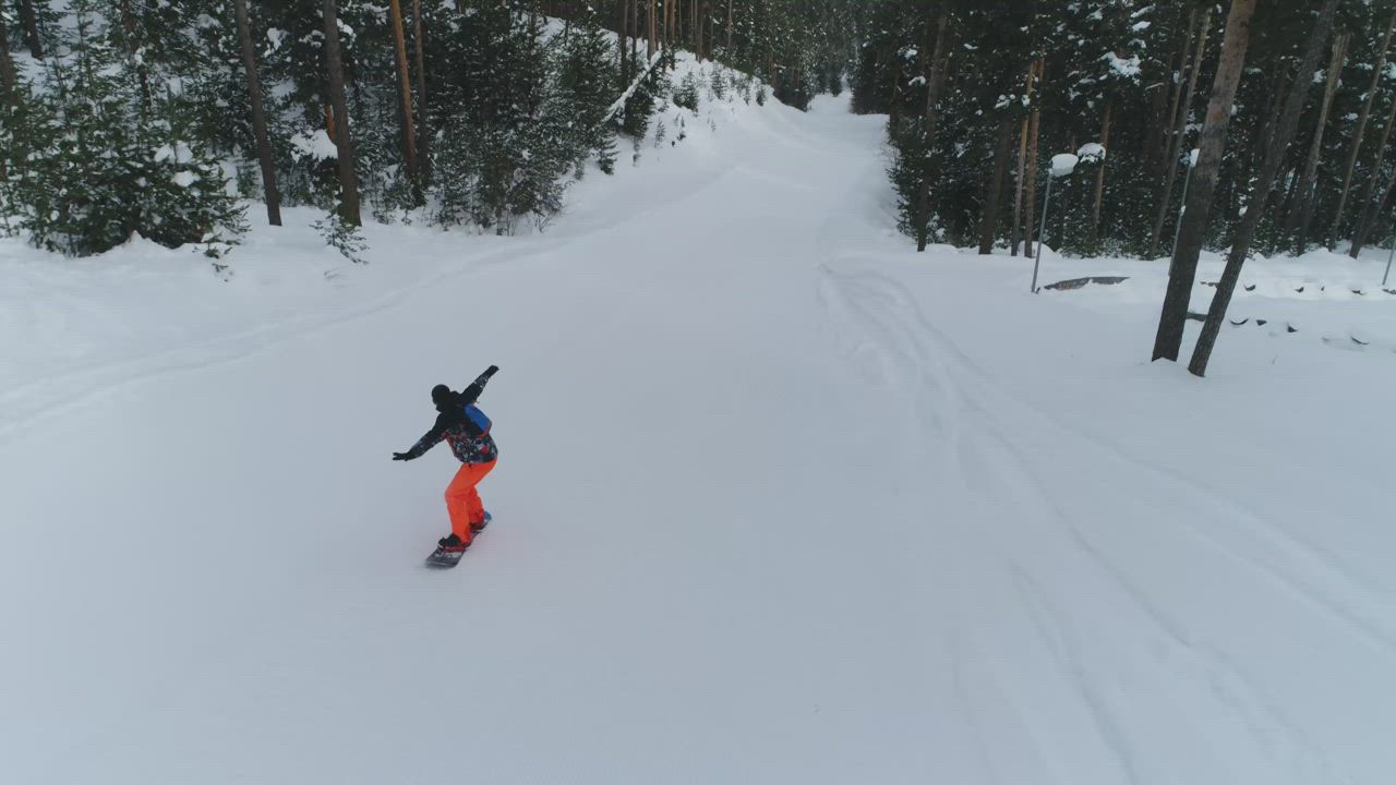 Snowboarding down a small hill - Free Stock Video