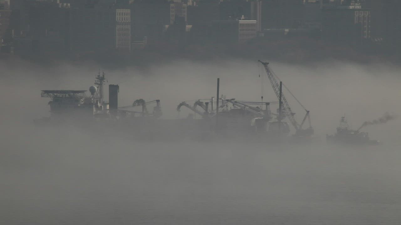 Mist covering ships - Free Stock Video