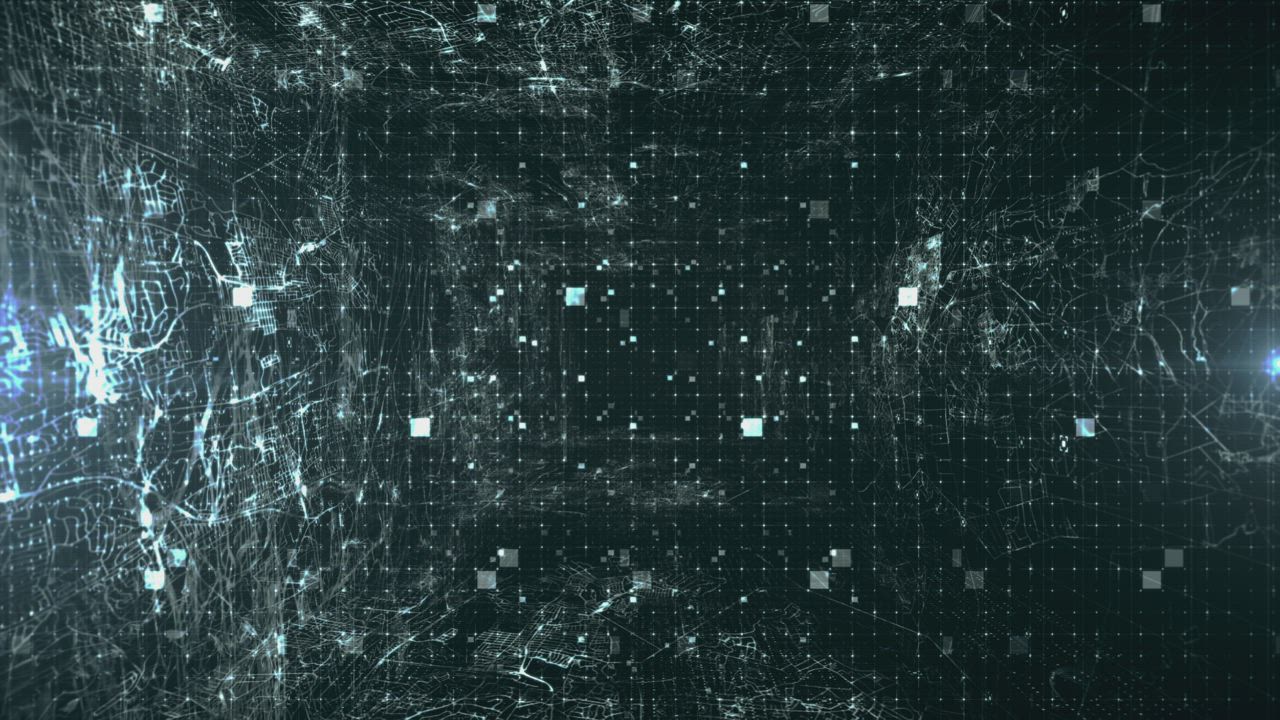 Virtual world of a matrix with information and processes - Free Stock Video