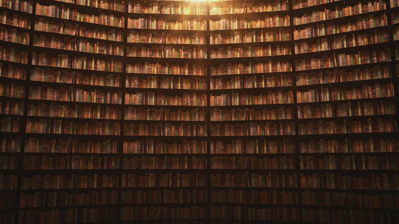 Shelves full of books, 3D Animation - Free Stock Video