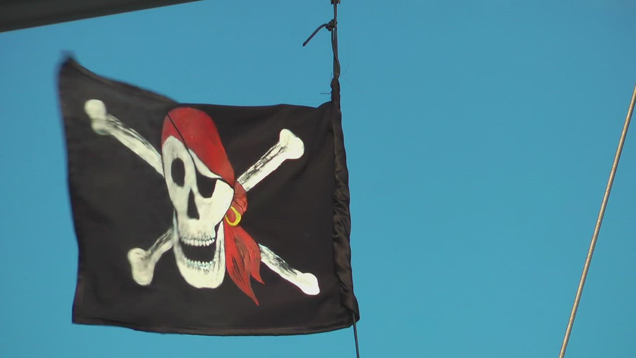 Pirate flag on a boat - Free Stock Video