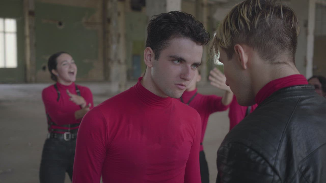 Two men face off in dance battle in abandoned building - Free Stock Video