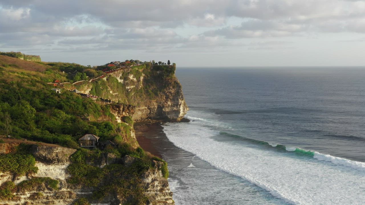 Aerial view of high cliffs on Indonesian coast and ocean waves - Free ...