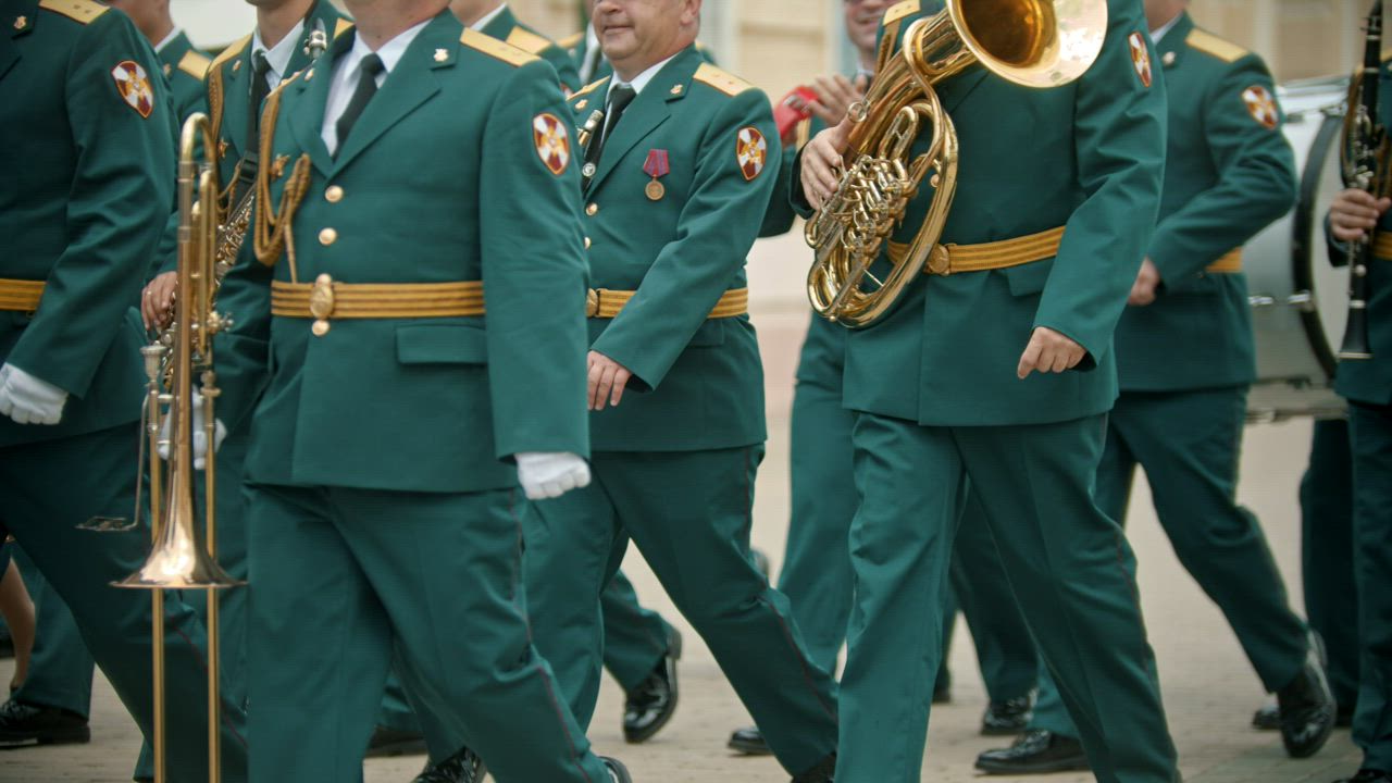 Marching band on the street - Free Stock Video