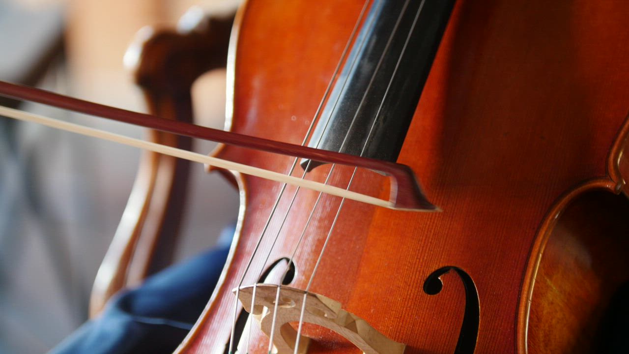 Playing the cello close up - Free Stock Video