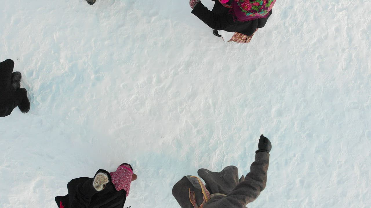 Russian folk people dancing in the snow - Free Stock Video