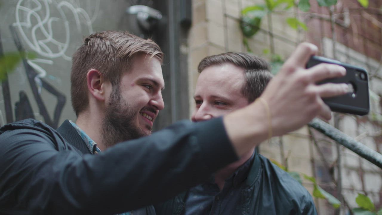 Two men taking a selfie - Free Stock Video