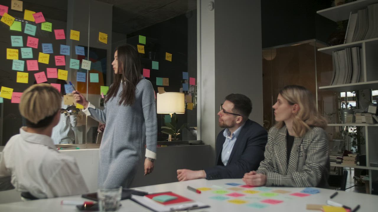 Work team planning a project in the office - Free Stock Video