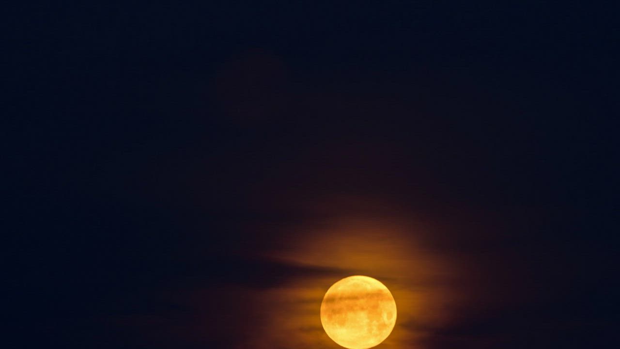 Full moon rising in the night sky - Free Stock Video