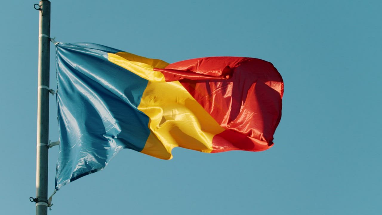 Romania flag waving in the wind - Free Stock Video