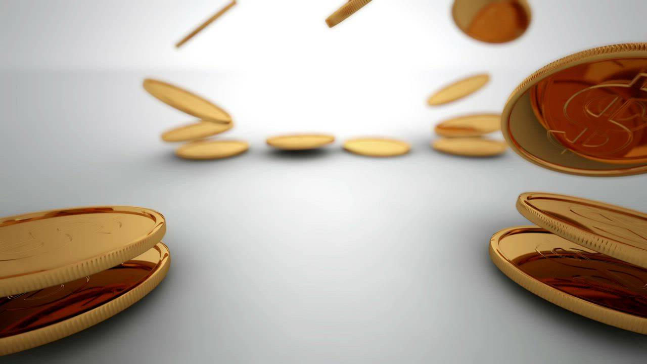 3D moving gold coins - Free Stock Video