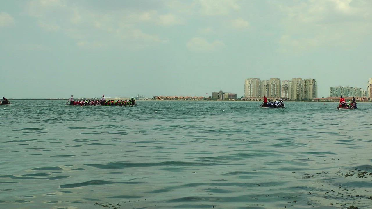 Rowing race in the sea - Free Stock Video