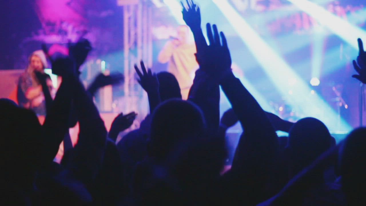 Concert crowd jumping and cheering - Free Stock Video