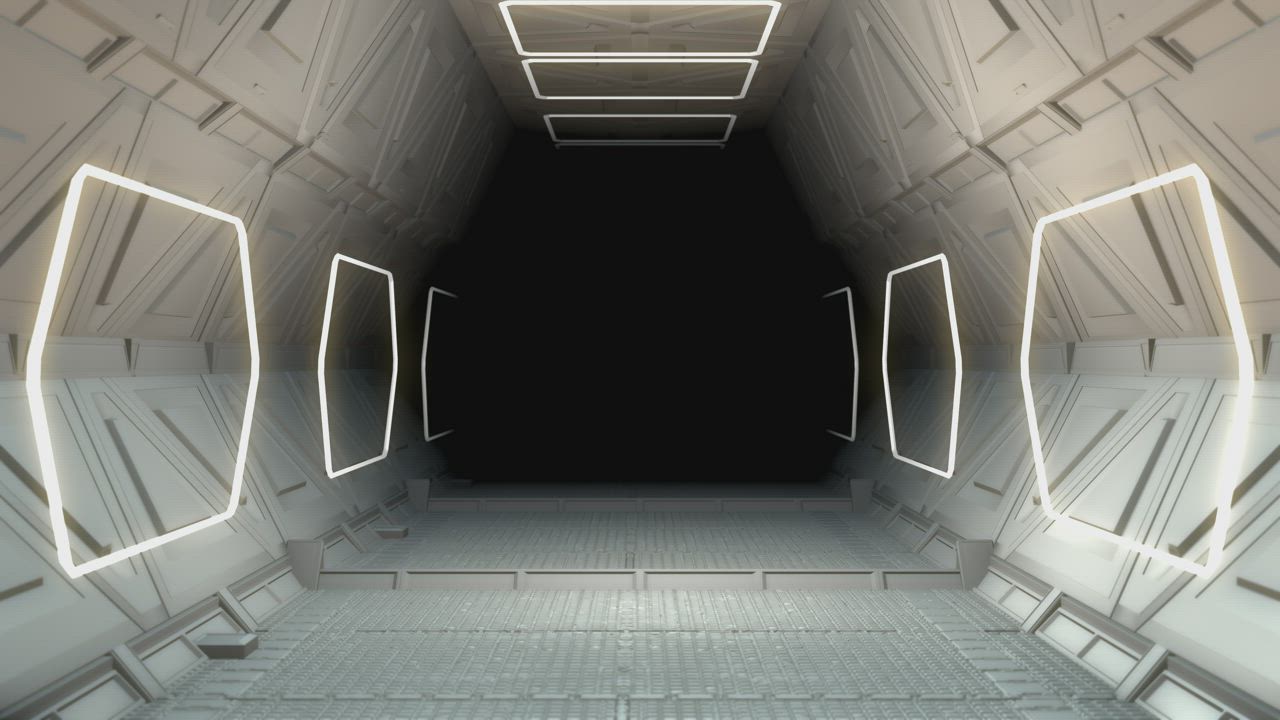 3D animation of a hallway in an alien ship - Free Stock Video