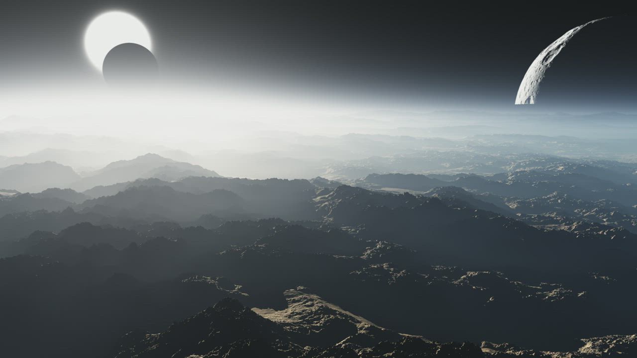 Flying over the surface of an alien world - Free Stock Video