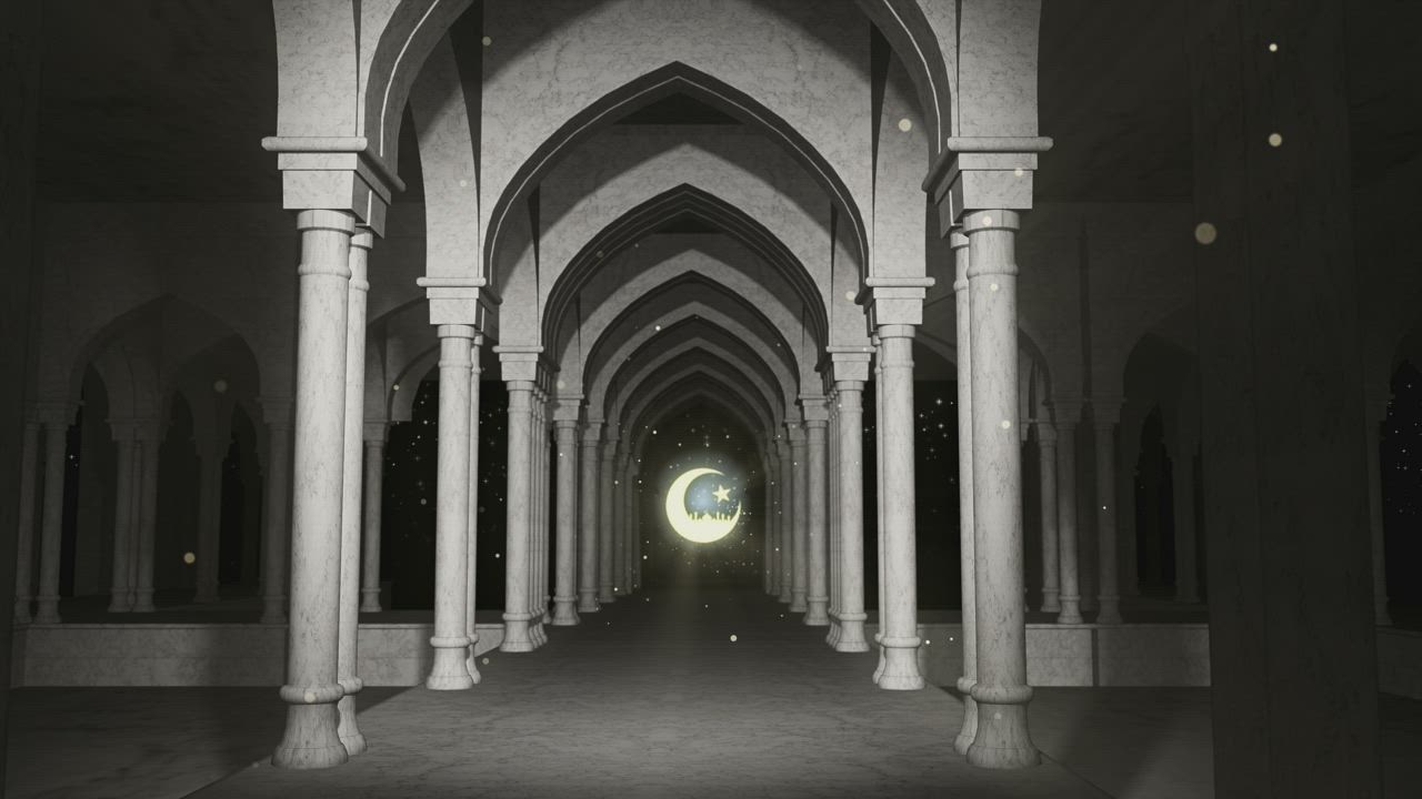 3D animation of the interior of a temple of Islam - Free Stock Video