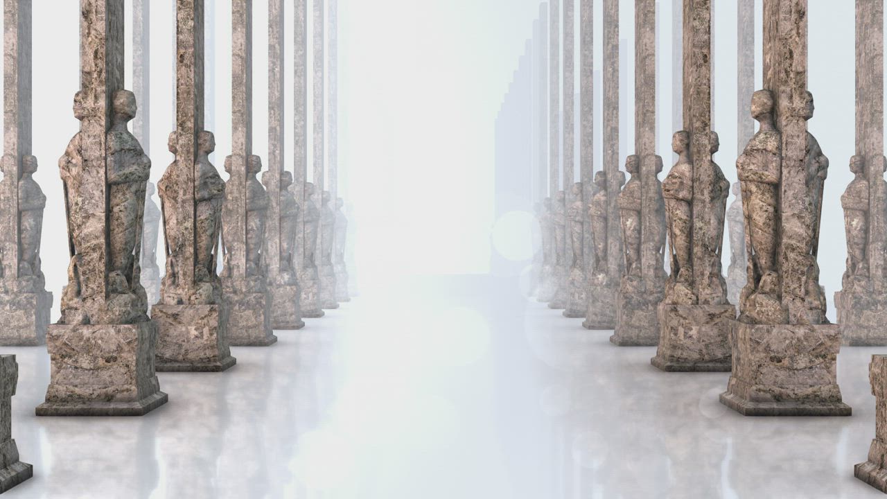 Pillars with human sculptures, 3D render - Free Stock Video