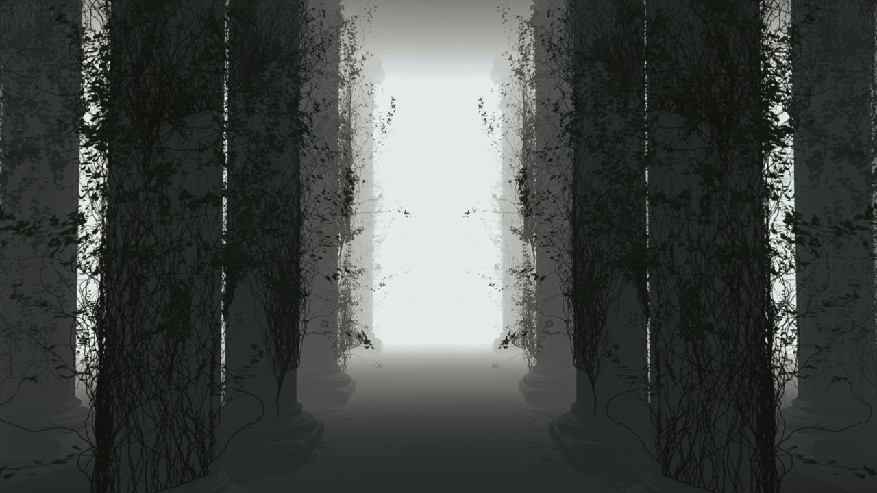 Walking through a forest with virtual fog, 3D loop - Free Stock Video