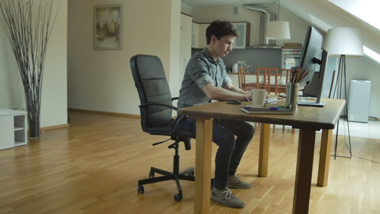 Man finishing work in the computer - Free Stock Video