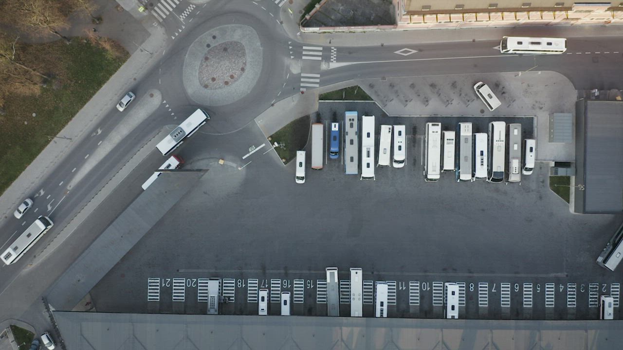 Bus station from above - Free Stock Video