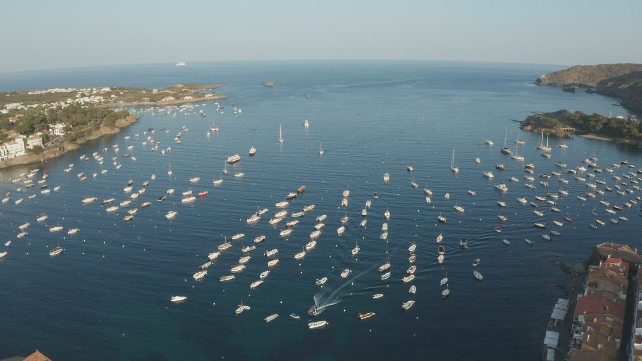 Small boats anchored in a harbor - Free Stock Video