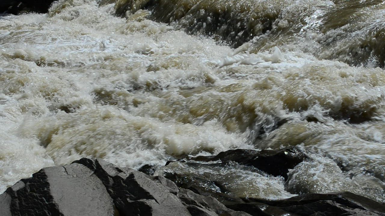 Dangerous river flowing over rocks - Free Stock Video