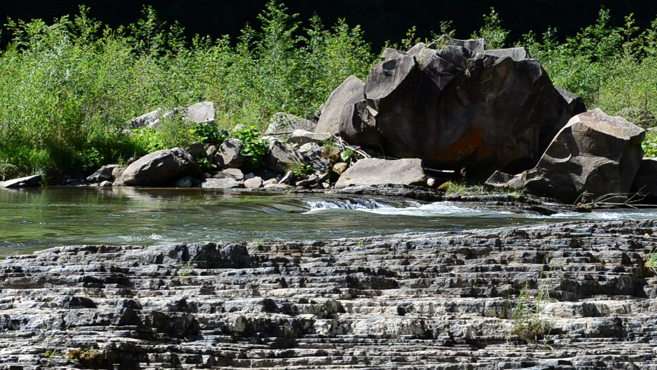 River over rock formations - Free Stock Video