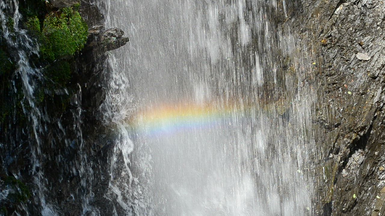 Rainbow forming in falling water - Free Stock Video