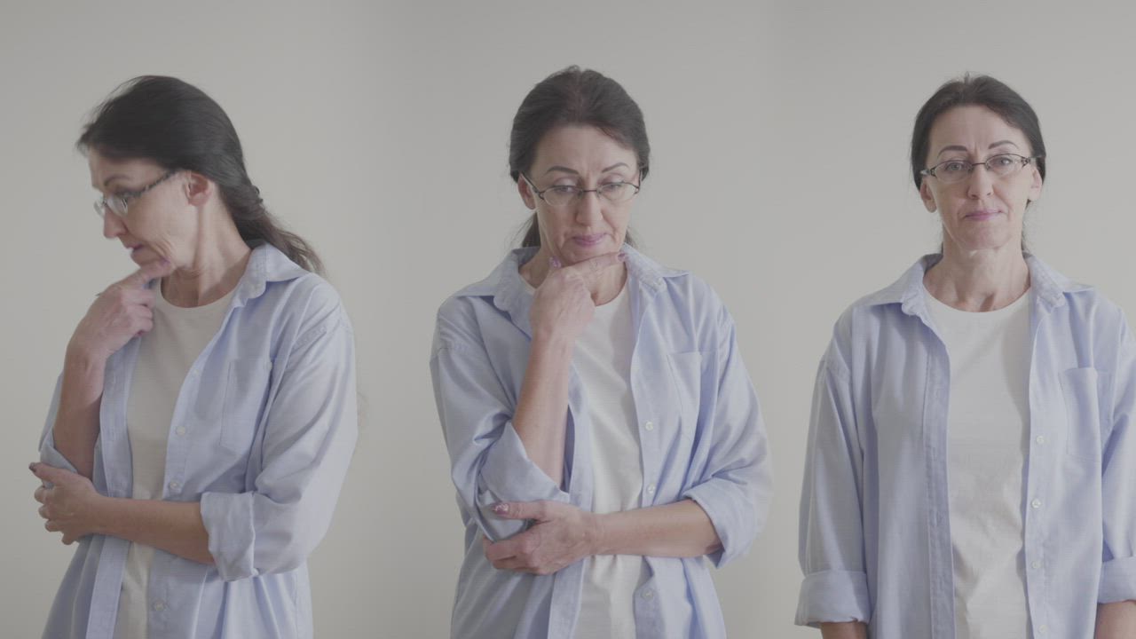Identical women thinking in different ways on white background - Free ...