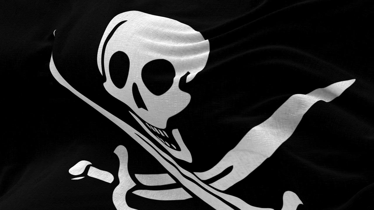 Pirate flag waving in slow motion - Free Stock Video
